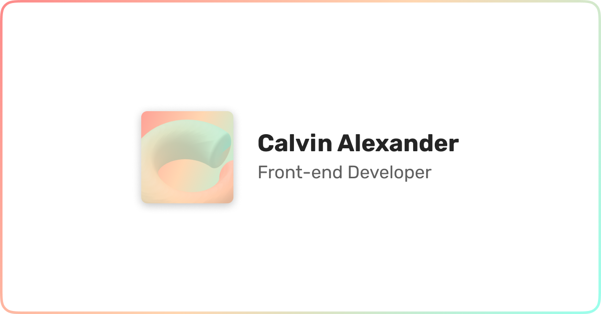 Calvin Alexander – Frontend Developer